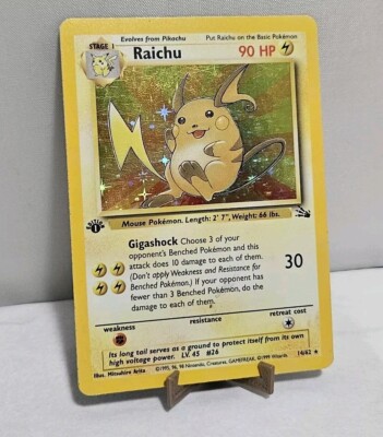 Raichu 1st Edition Fossil 14/62 Holo Rare Pokemon Card Holographic ...