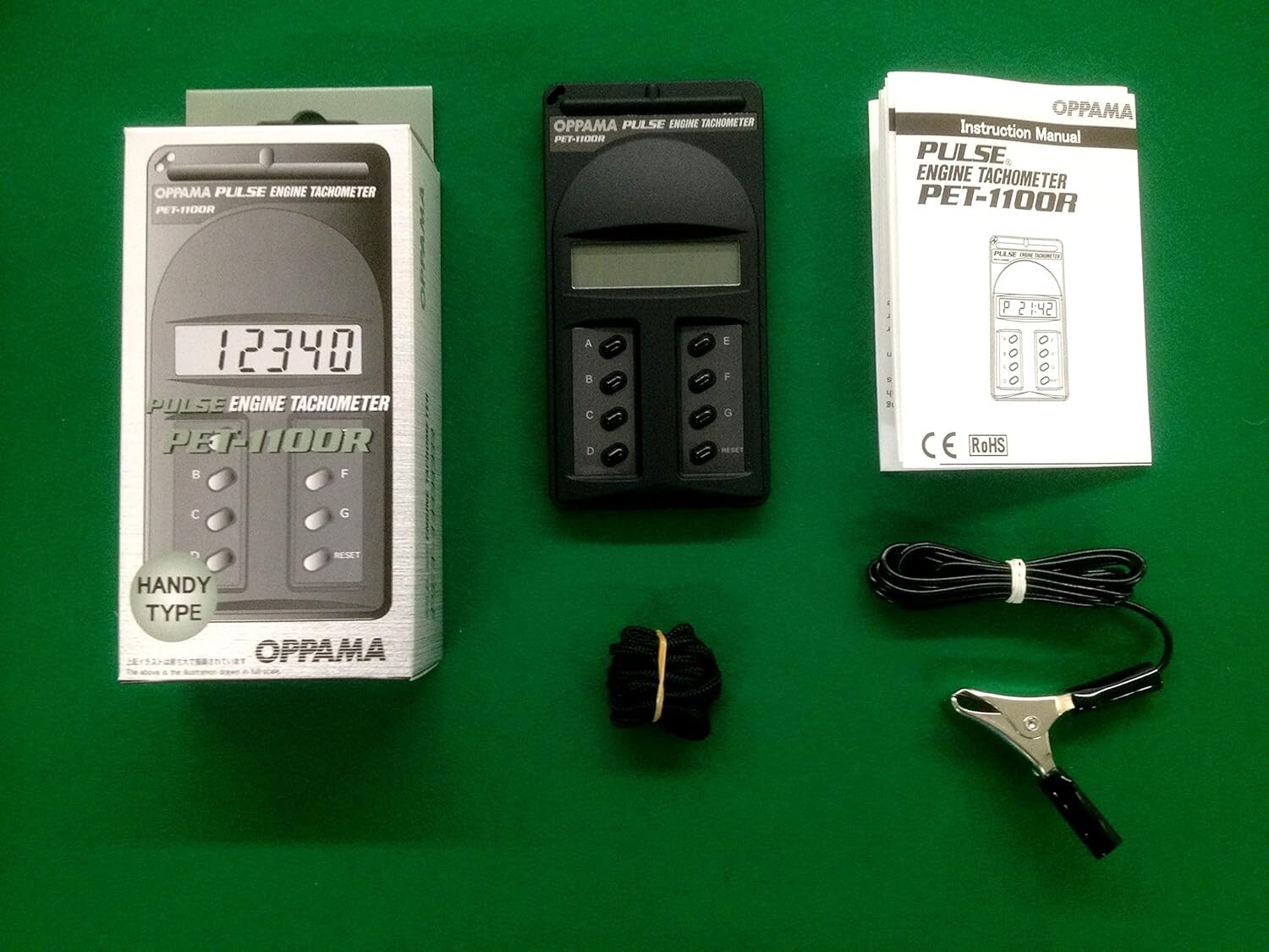 OPPAMA Pulse Engine Tachometer PET-1100R For 2-stroke 4-stroke 1-6, 8 ...