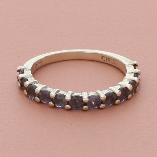 jtv sterling silver round-cut tanzanite stack band (as-is) ring size 5 ...