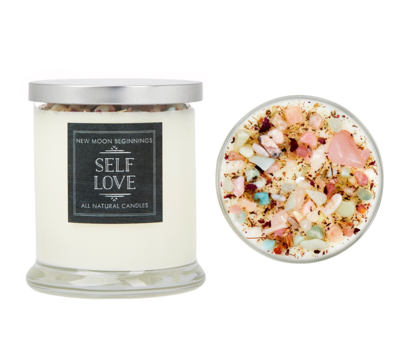 Self Love Candle by New Moon Beginnings, Ritual Intention Crystal ...