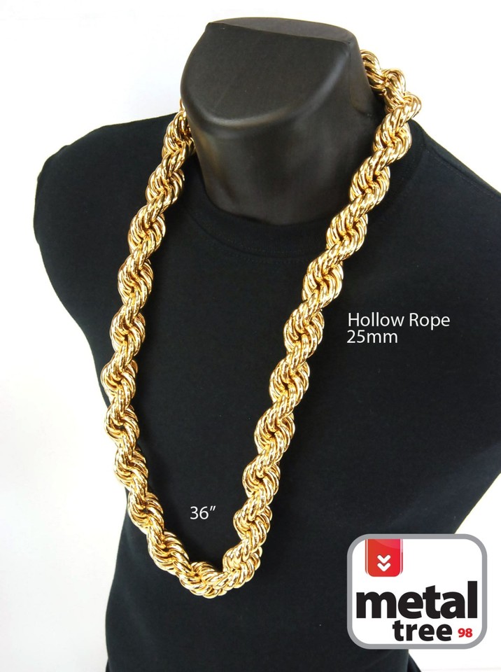 Hip Hop Gold Plated Hollow Chunky Rope Dookie Chain Necklace 30" | eBay