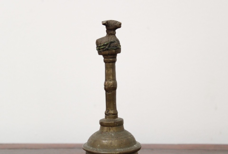 Antique Bell Brass Pooja Bell Handheld Ghanti Nandi Vintage Hindu Hand ...