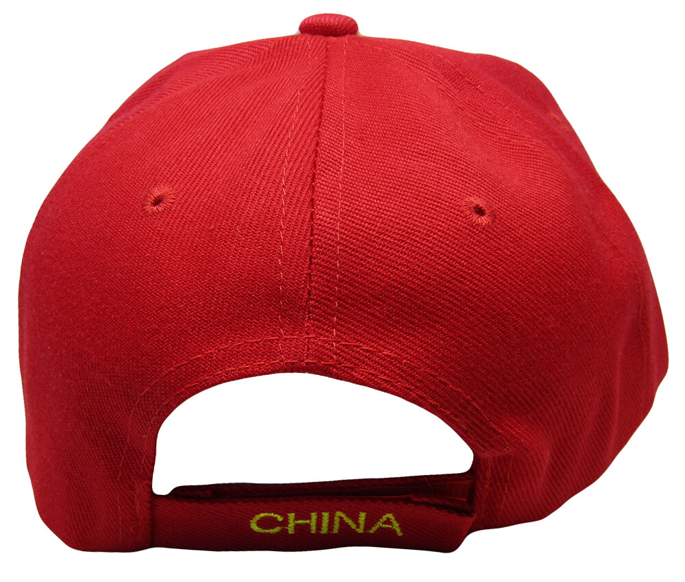 China Country Crest Red / Yellow Letter 3-D Patch On Side Embroidered ...