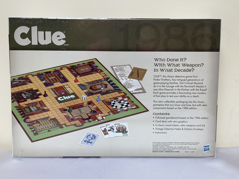 Hasbro Clue Retro Board Game Retro Series Clue 1986 Edition NEW FACTORY ...