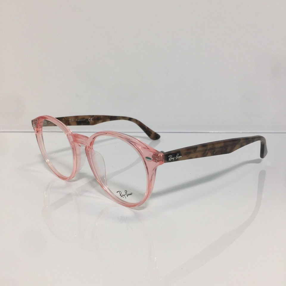 New Ray Ban 2180VF 8081 Transparent Pink Acetate Round Woman Eyeglasses ...