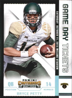 2015 Panini Contenders Draft Picks Game Day Tickets #7 Bryce Petty | eBay