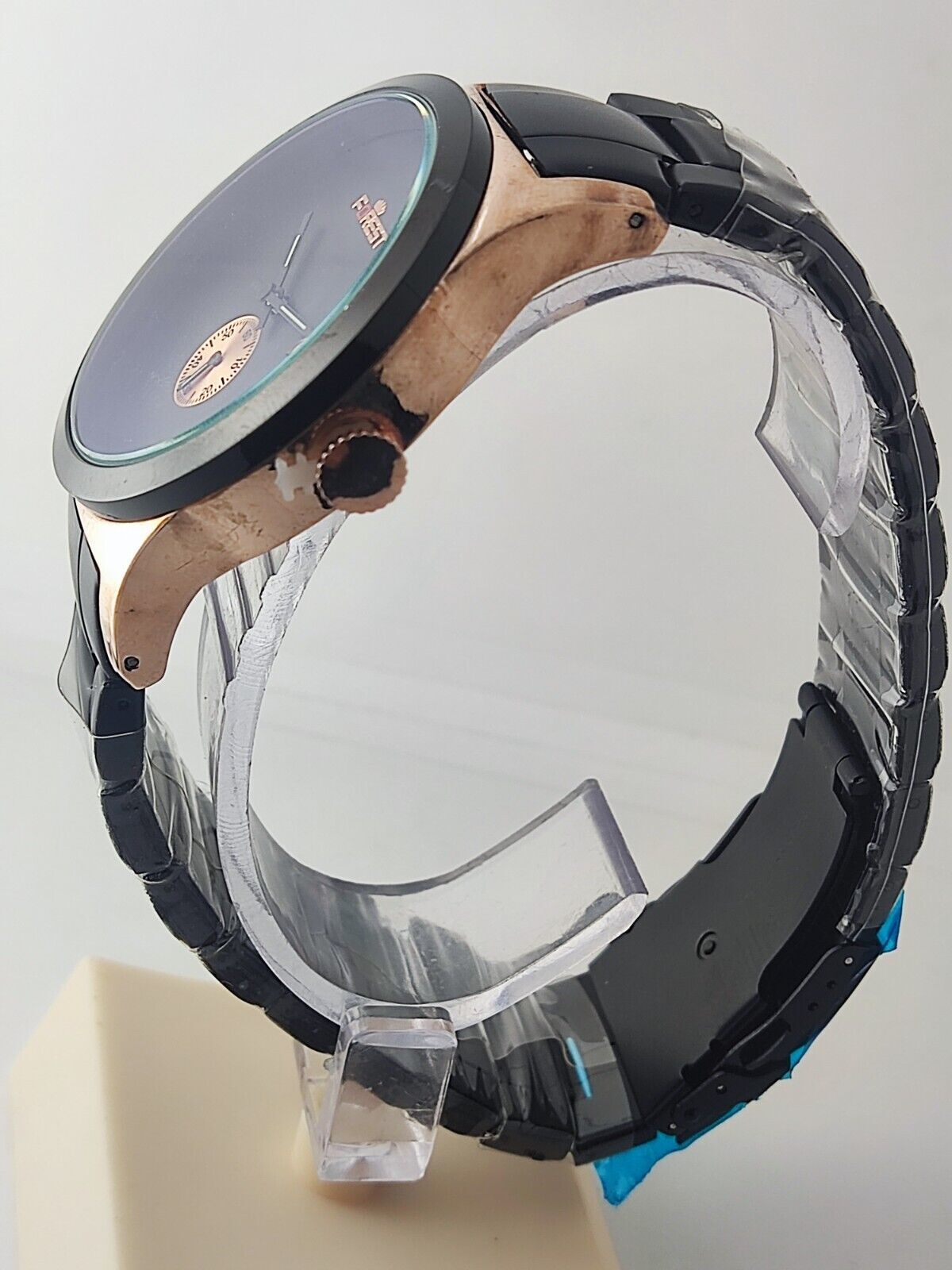 Gorgeous Forest QUARTZ SUB-SEC YELLOW DAIL Gold Bracelet Men's Wrist ...