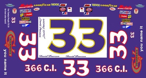 #33 David Pearson CV Enterprises Pontiac GTO 1/18th Scale Waterslide ...