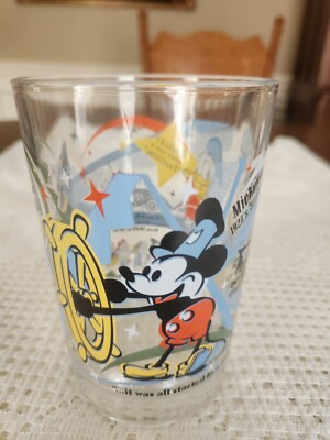 Disney Mickey Mouse 100th Anniversary Steamboat Willy Glass NOS | eBay