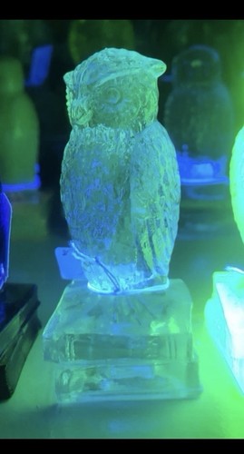 Rare Color With A Beautiful UV Glow Uranium/ Blue Vaseline Glass Owl | eBay