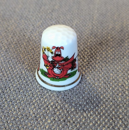 Bone China "Cardiff" Welsh Dragon emblazoned Thimble . Vintage. | eBay UK