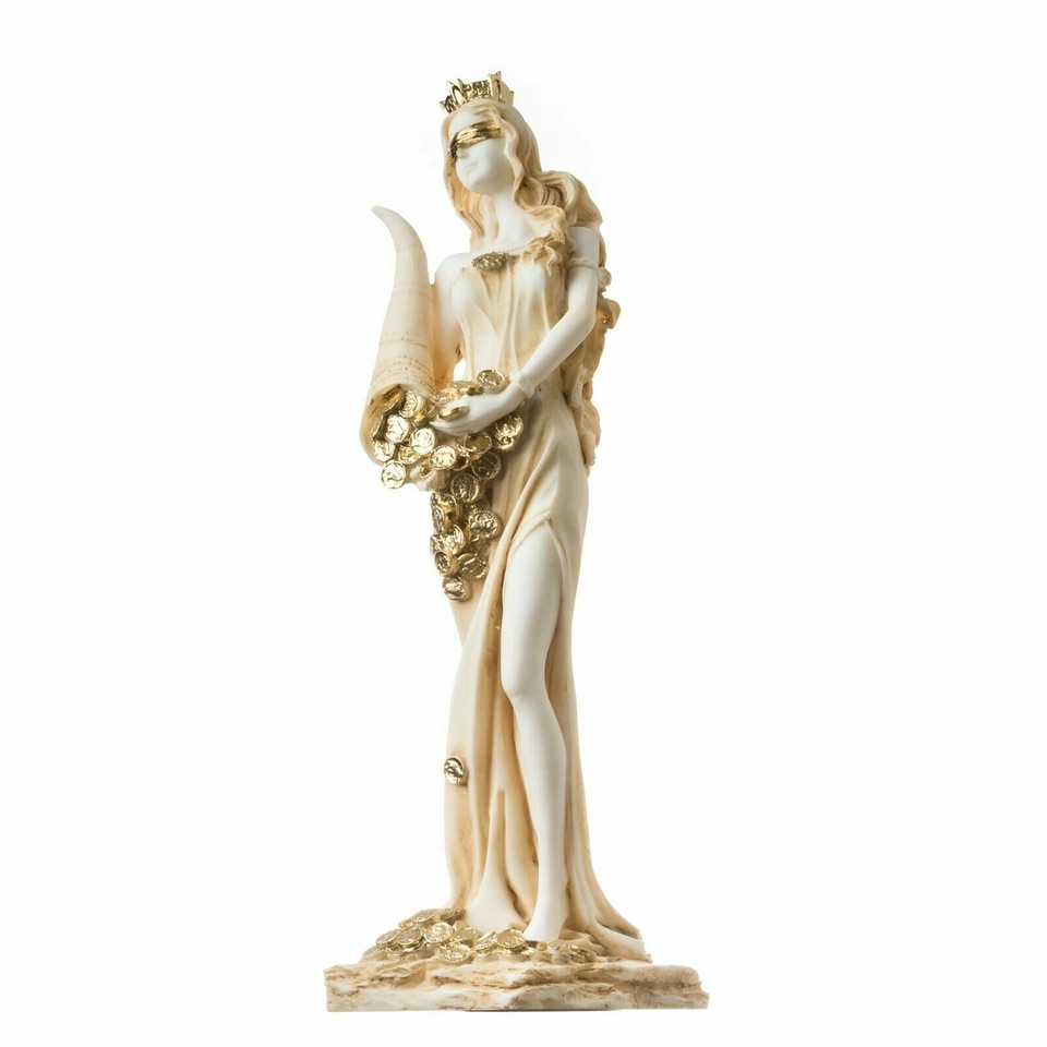 Goddess Of Wealth Tyche Lady Luck Fortuna Statue Alabaster Sculpture ...