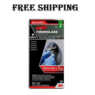 3M Bondo Fiberglass Resin Repair Kit, 0.45 Pint, Includes Fiberglass ...