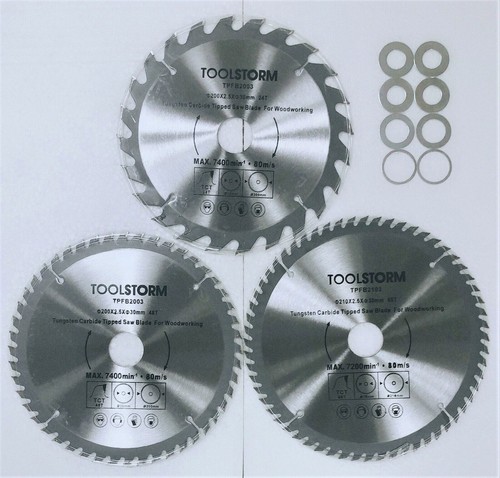 3PC Table Saw Mitre Saw Circular Saw Blade 200mm 24,48,60T Fit ALDI ...