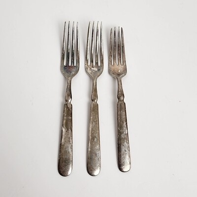 3 Vintage 1835 R. Wallace & Wallace 12 Silverplate Dinner Forks Poor ...