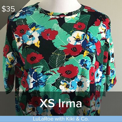 LuLaRoe Navy Tropical Floral Print NWT IRMA Tee **Size XS** | eBay