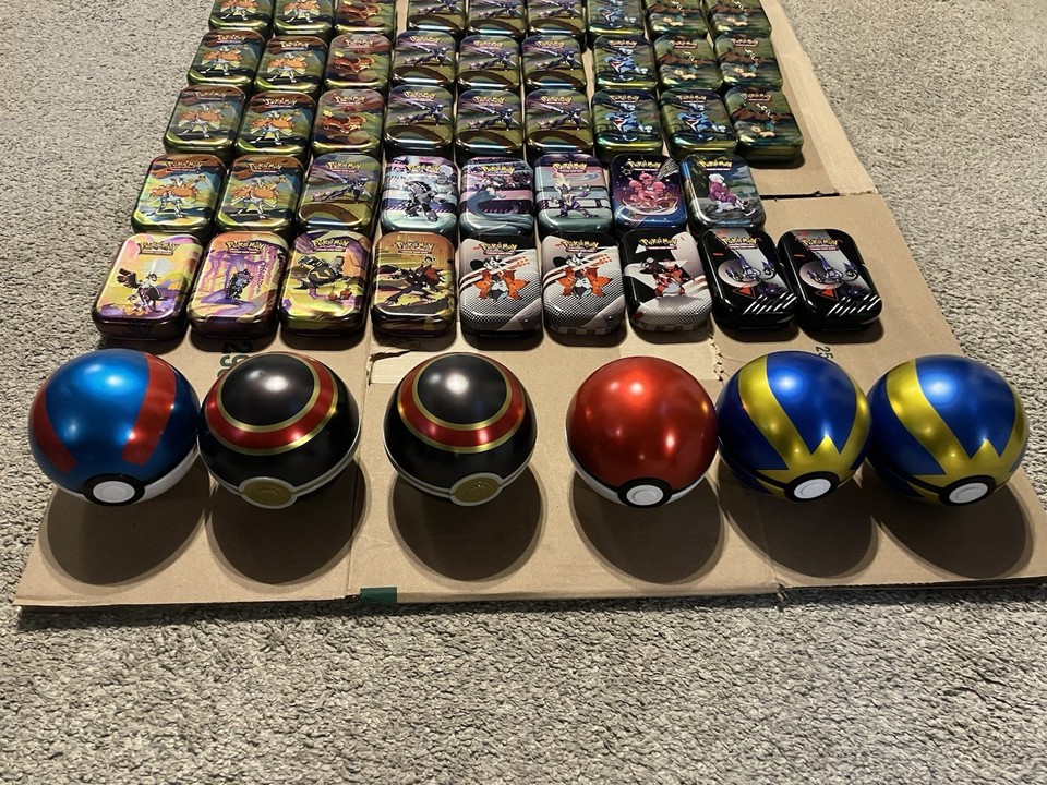 Big Lot Of Empty Pokémon Tins - Empty (tin only) Various (64 total tins ...