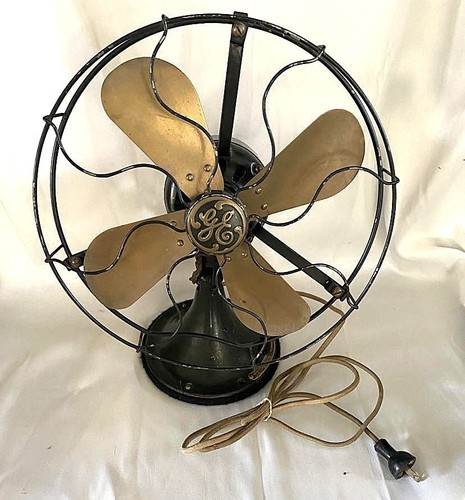 Antique GENERAL ELECTRIC 13" Desk Fan Type-Auu Form- AF1 Army Green ...