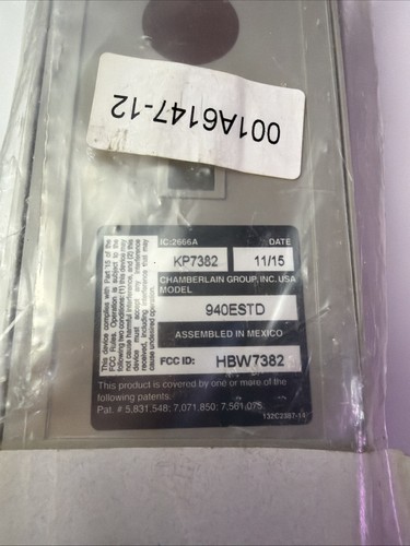 Chamberlain Keyless Entry Garage Door Opener Keypad - 940ESTD - New In ...