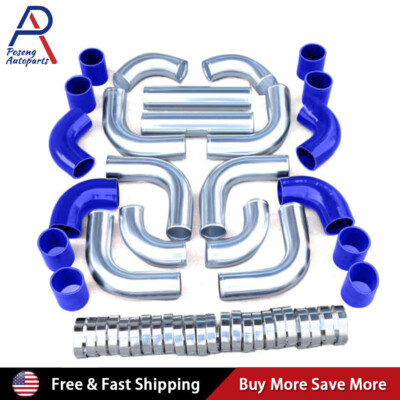 Universal 3" Inch Aluminum Intercooler Piping Kit w/Coupler and T ...