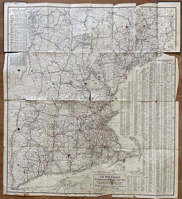 Antique 1907 New England Commercial & Route Survey Rail Road Electric ...