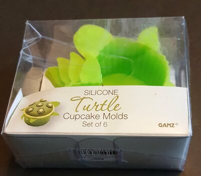 Silicone Turtle Cupcake Liners (6 Pack, Green, approx. 3 x 4 in ea ...
