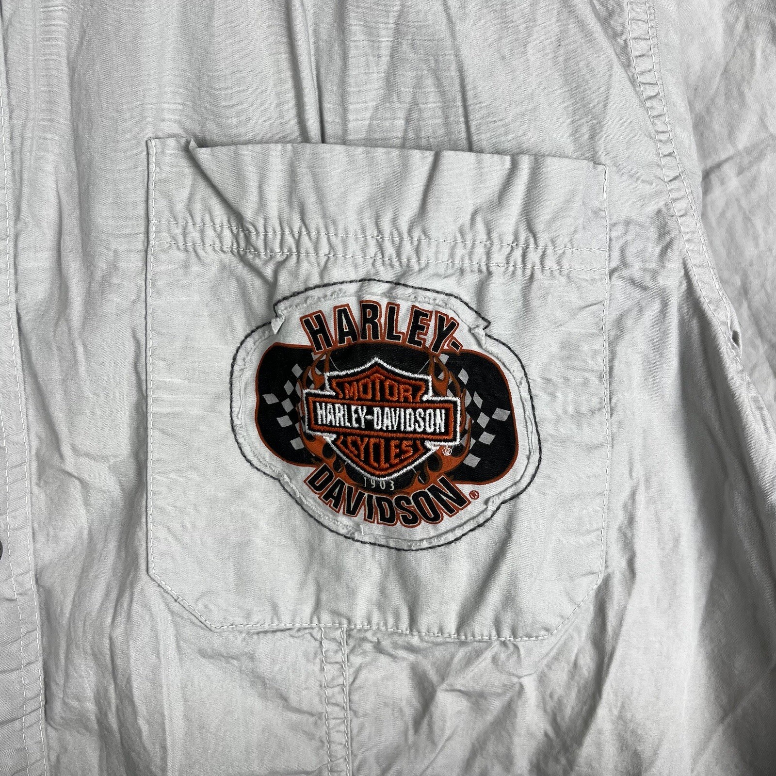 Harley Davidson Mens Gray Snap Button Mechanic S/S Wo… - Gem