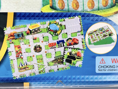 Maxim Traffic/Roads Play Mat w/wooden cars Puzzle Foam Interlocking ...