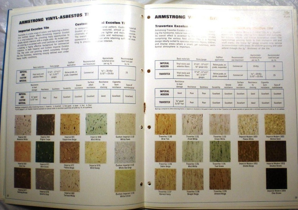 Armstrong VINYL ASBESTOS Excelon Tile Corlon Hydrocord Backing Tile ...