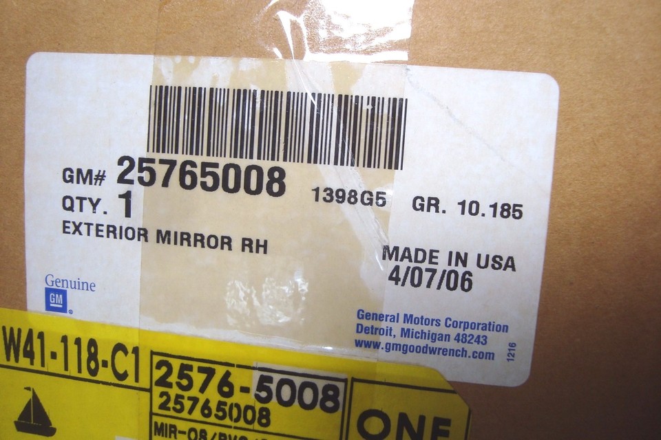 Mirror Cadillac CTS RH External Genuine GM New Made USA 25765008 Fits ...
