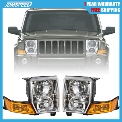 Headlight Assembly Set Fit 2006-2010 Jeep Commander Left Right Halogen ...