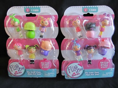 2x Flip Zee Girls 4 Pack Series 1 with 8 Miniature Dolls Flip From Girl ...