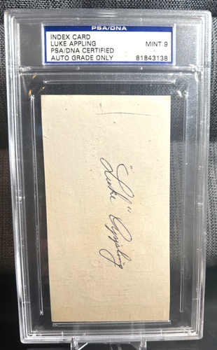 LUKE APPLING SIGNED AUTOGRAPH 3X5 INDEX CARD CUT PSA/DNA COA MINT 9 ...
