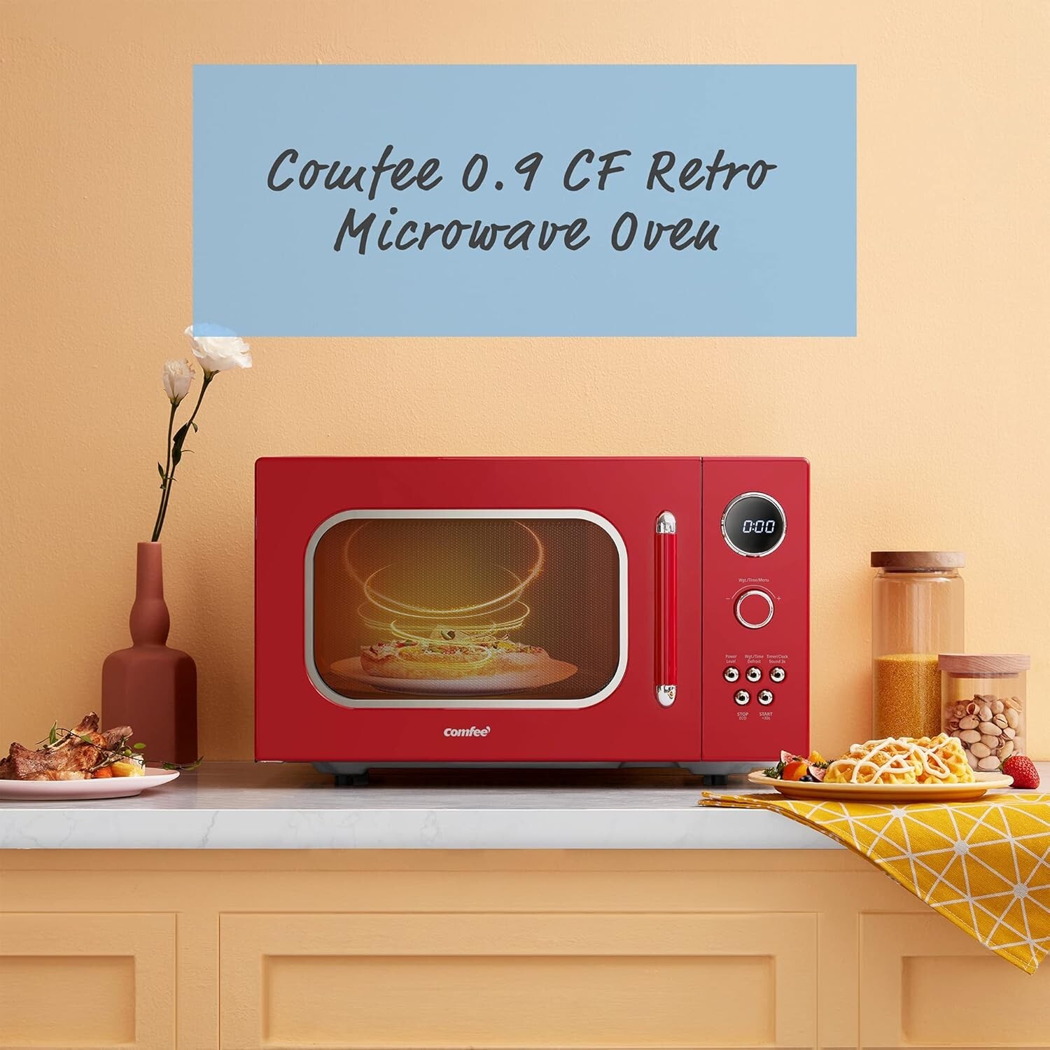 COMFEE' CM-M093ARD Retro Microwave with 9 Preset Programs, Fast Multi-stage Cook | eBay