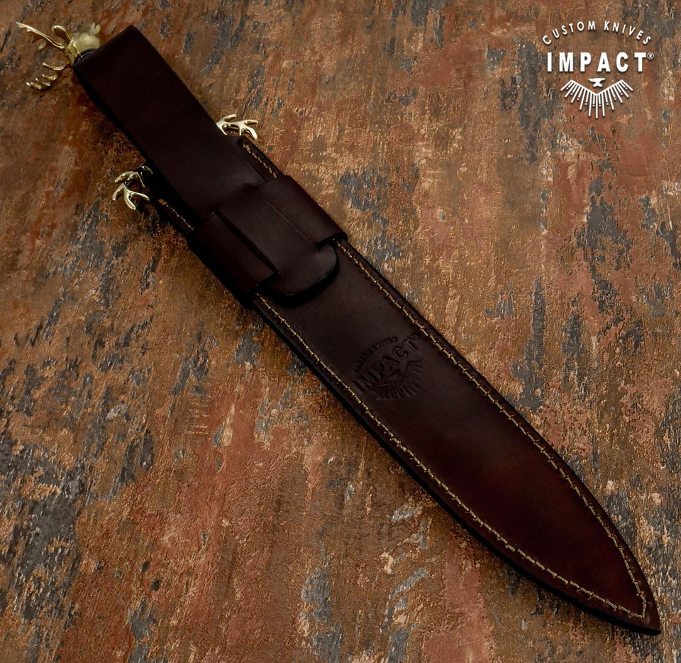 Impact Cutlery Rare Custom Fuller Art Dagger Knife, 3d Brass Stag Guard ...
