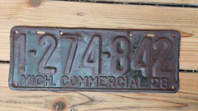 1928 Michigan Commercial License Plate #1-274-842 | eBay