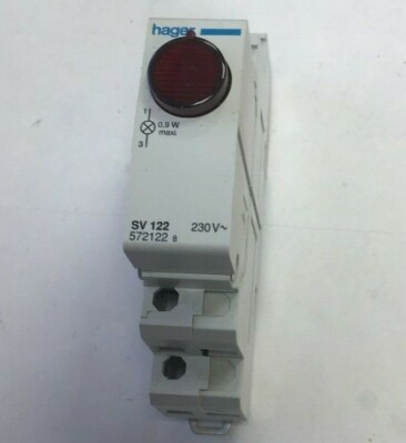 SV122 HAGER RED INDICATOR 250V RED SIGNAL LIGHT 1 MOD DIN MOUNT (1518 ...