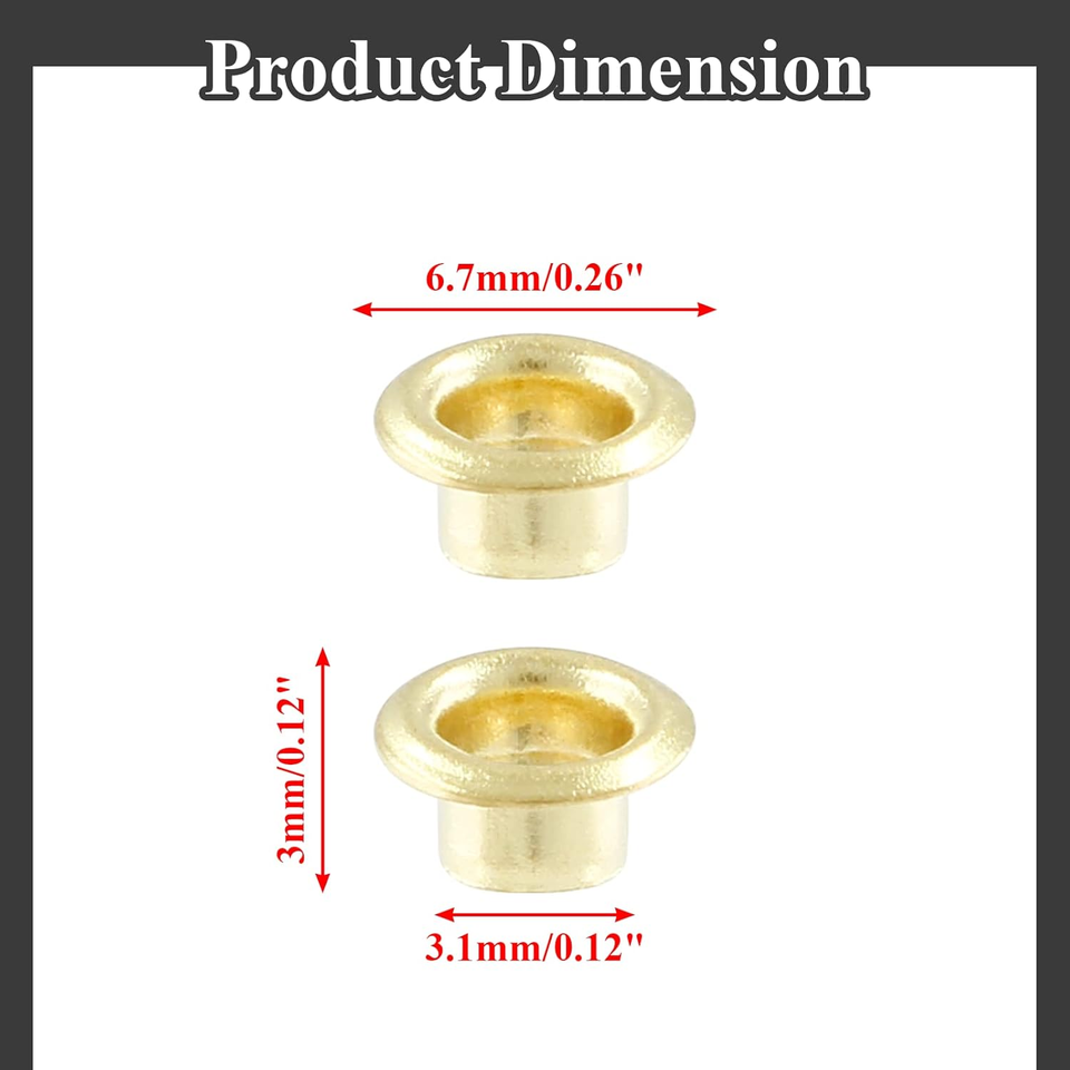 200Pcs 1/8Inch ID Grommets Eyelets, 3 Mm Hole Self Backing Eyelet for ...