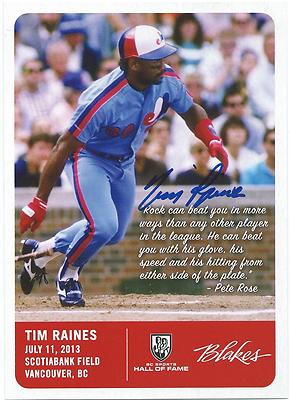 Tim Raines Signed Limited Edition Oversize Card Montreal Expos ...