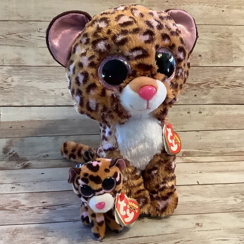 New TY Beanie Boos Patches Leopard Cat Glitter Lot Of 2 Key Clip 3” & 9 ...