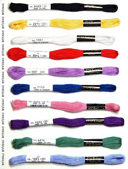 EMBROIDERY THREAD JP COATS 6 STRAND SKEINS select from 10 COLORS ...