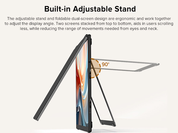 2024 Dual Stacked 15.6" Folding Monitor Triple Portable Display w ...