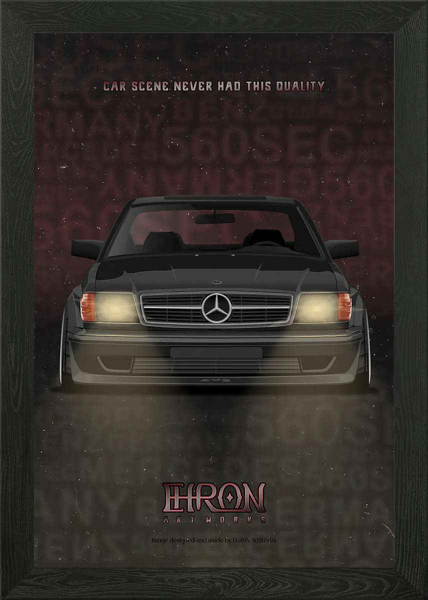 Mercedes Benz 560 SEC AMG Framed Wall Art Poster Canvas Print Picture ...