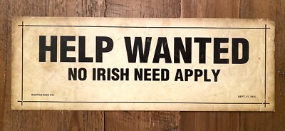 5x14 Approx Help Wanted No Irish Need Apply CARDSTOCK REPRINT Sept 1915 ...