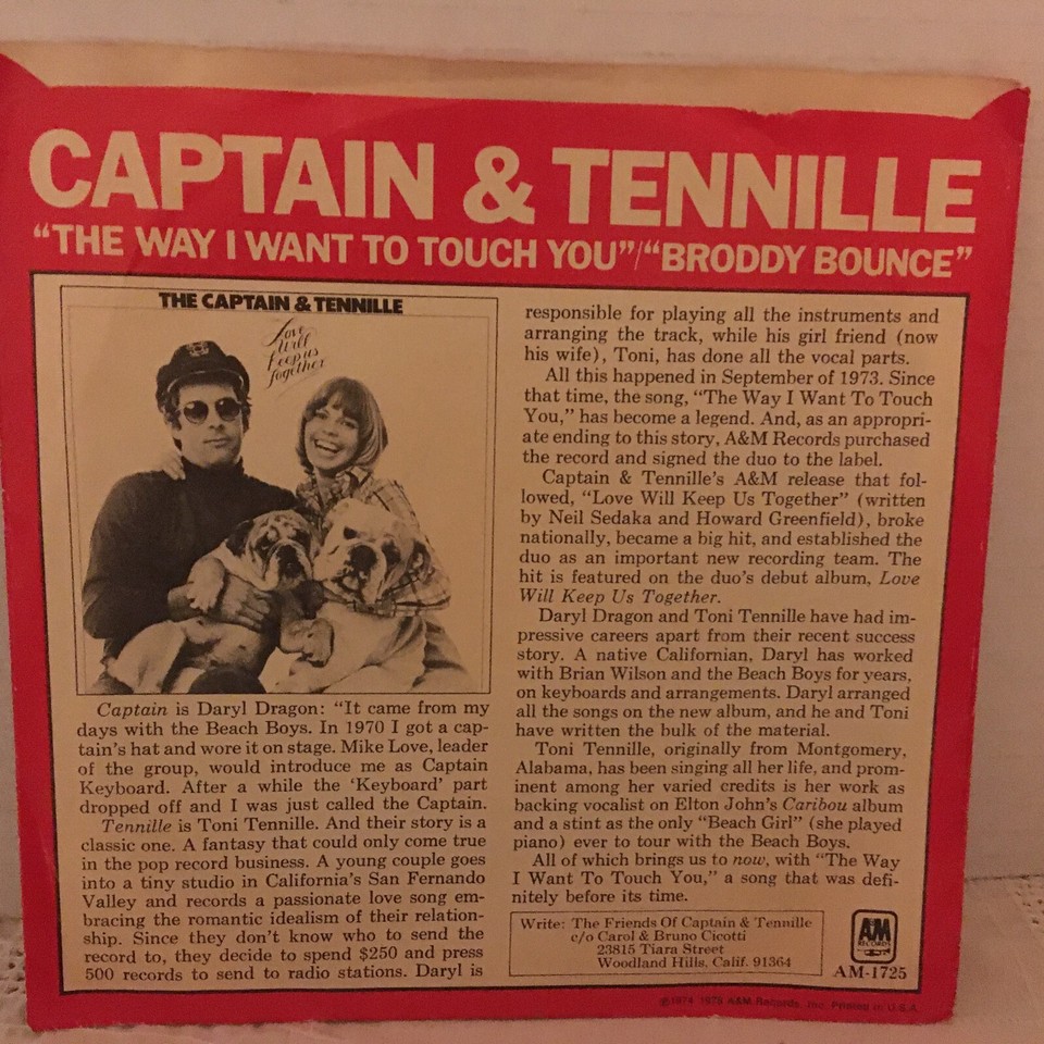 THE CAPTAIN & TENNILLE 45 SINGLE , THE WAY I WANT TO TOUCH YOU / BRODDY ...