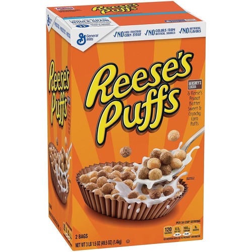 REESE'S PUFFS CEREAL BOX TWO SEALED BAGS FOR FRESHNESS (51.4 oz.) | eBay