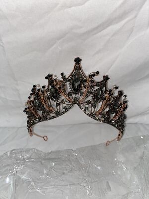 Black Rhinestones on Copper Wedding Party Gothic Steampunk Tiara Crown ...