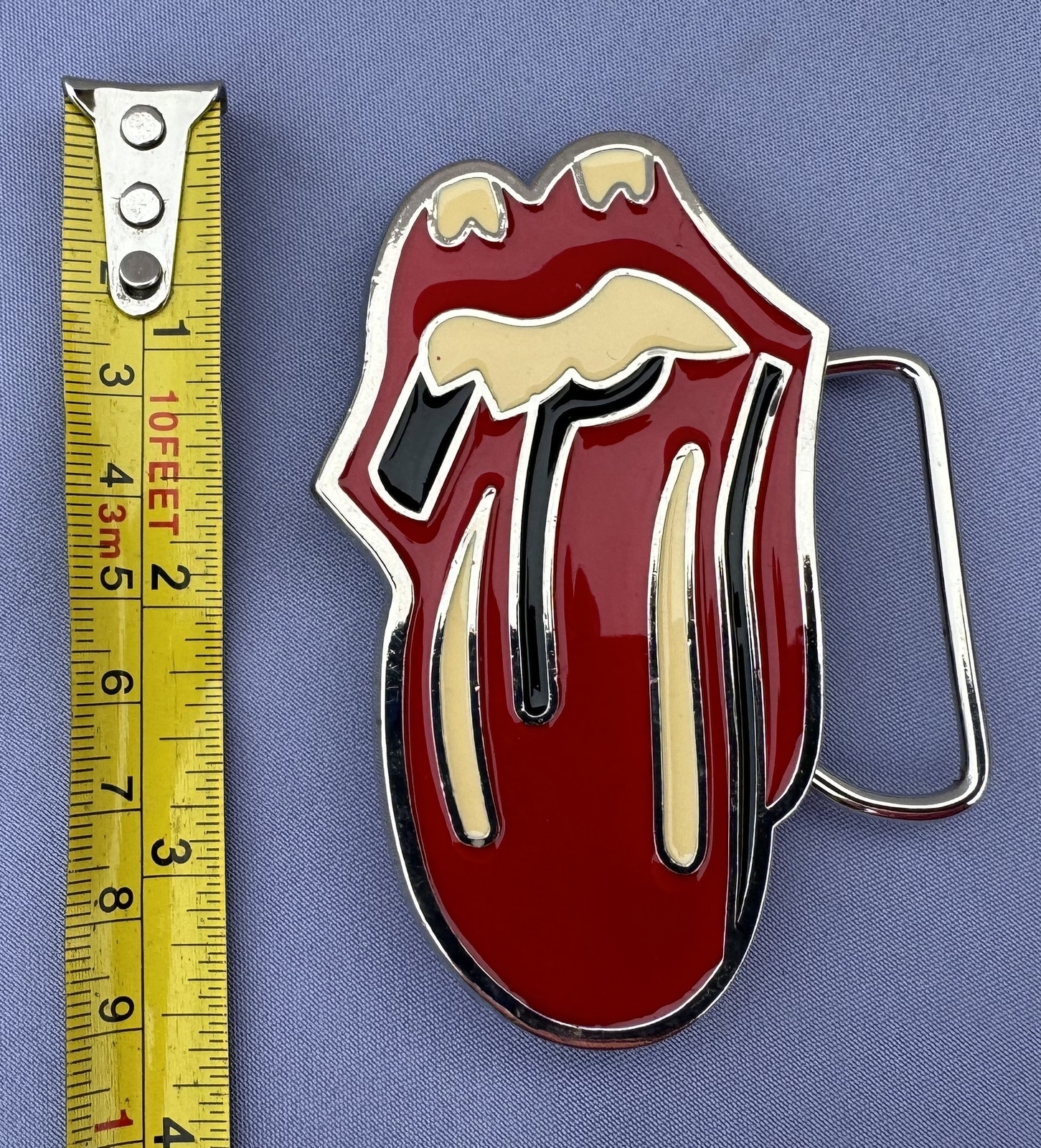 Rolling Stone Tongue Lips Logo Silver Tone Metal Red … - Gem