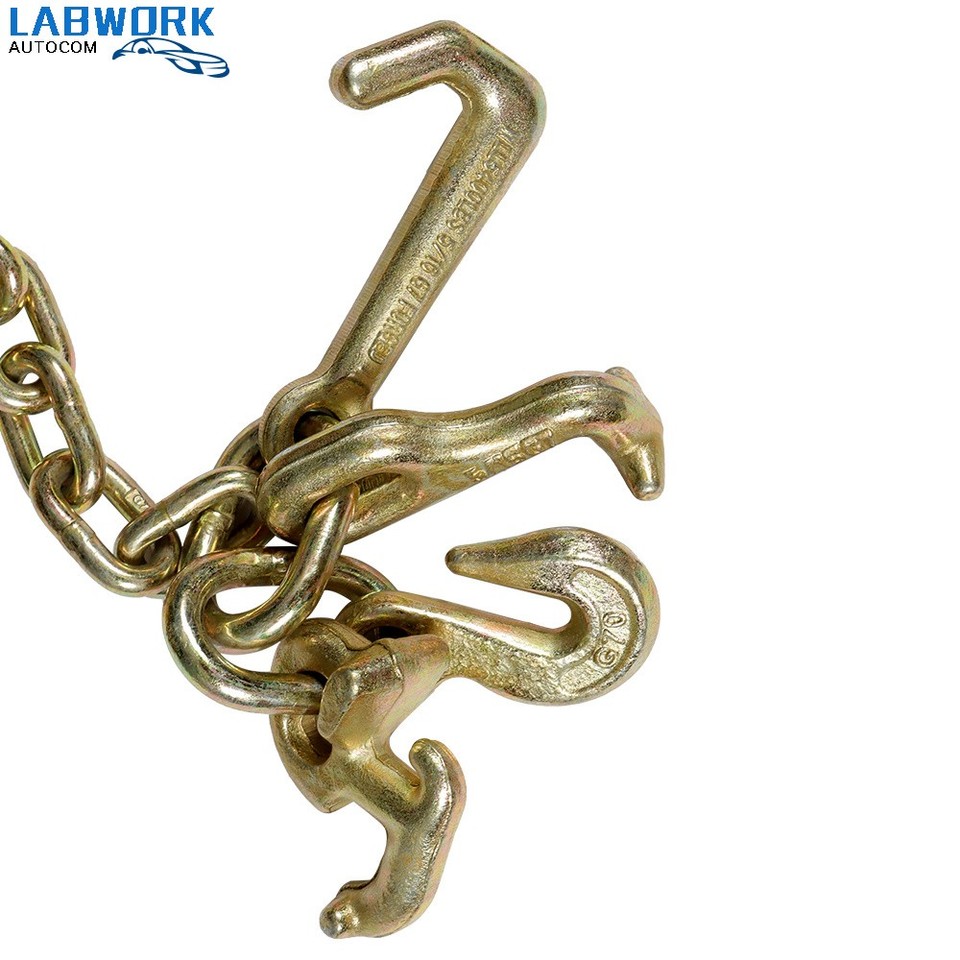 2 Pack 5/16'' × 10' G70 Transport Tow Chain J Hook Long Shank With Grab ...