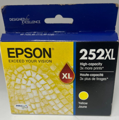 GENUINE EPSON 252XL YELLOW C13T253420 INK WF-3620 WF-7720 2023 NEW ...